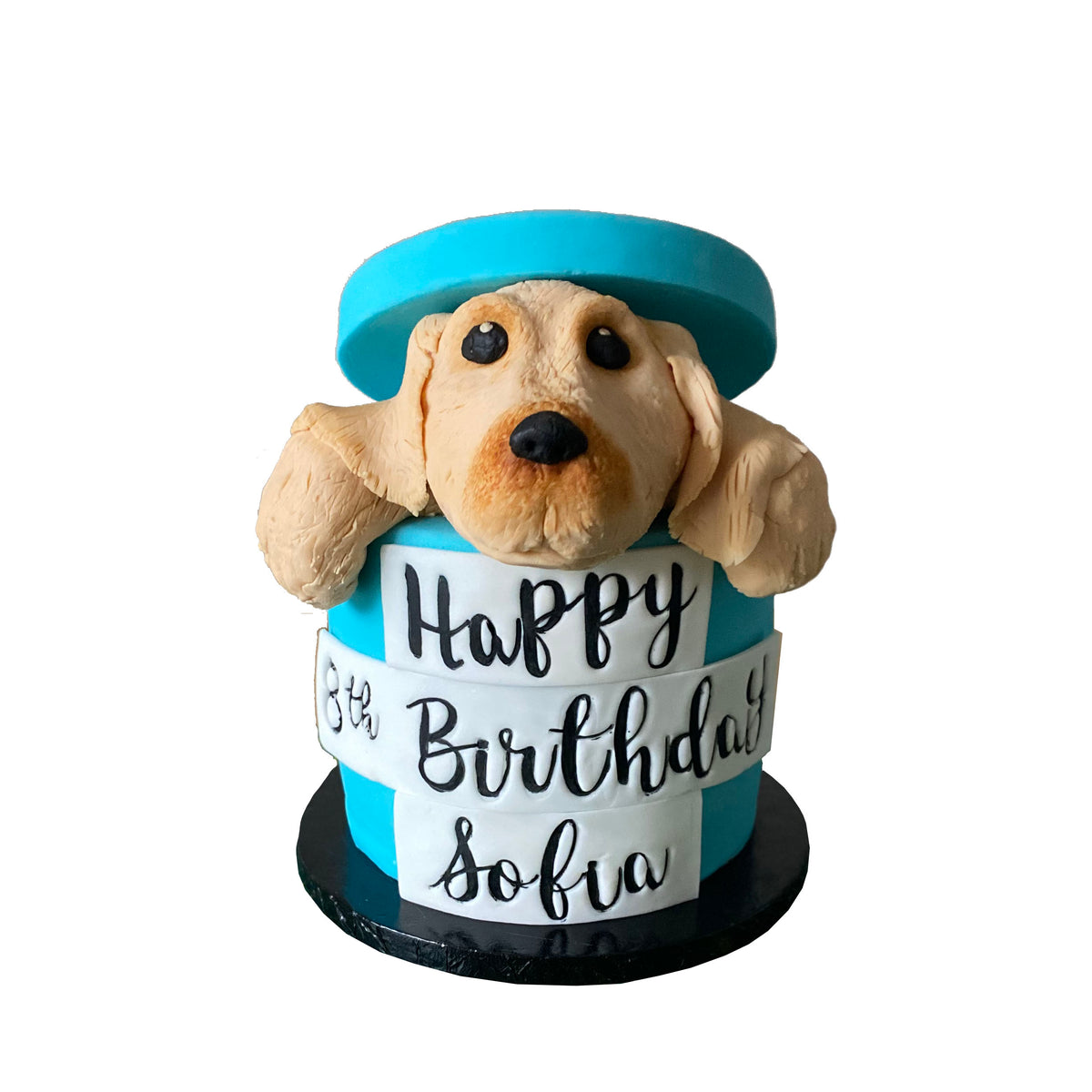 Labradoodle Puppy In a Box Birthday Cake - Realistic 3D Cakes | Kent ...